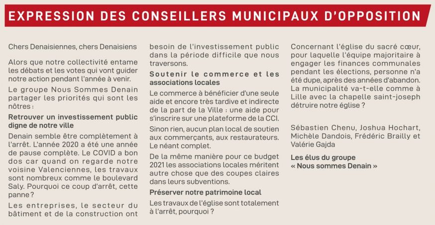 Expression du groupe d'opposition - Ville de Denain