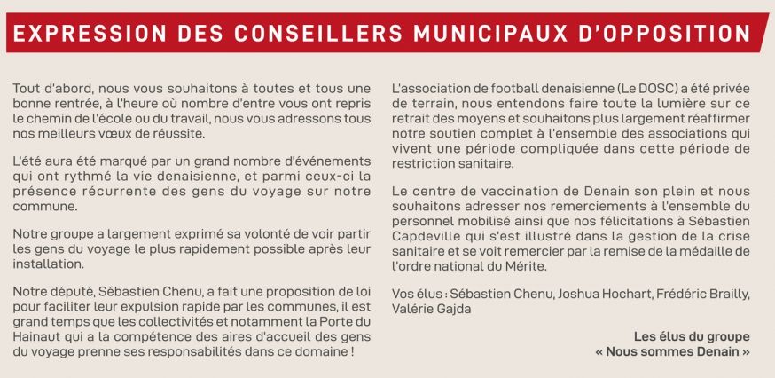 Expression du groupe d'opposition - Ville de Denain